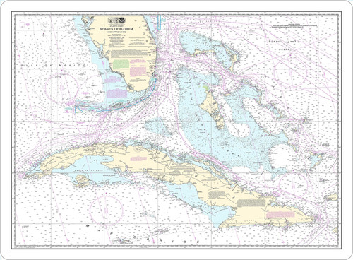 Nautical Chart 11013 'Straits of Florida and Approaches' Placemat ...