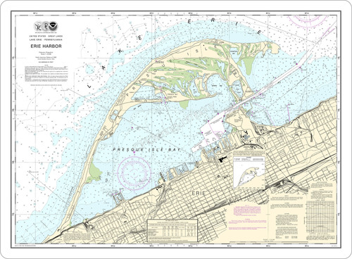 Nautical Chart 14835 'Erie Harbor' Placemat | Pickering Company