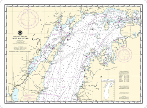 Nautical Chart 14901 'Lake Michigan' Placemat | Pickering Company
