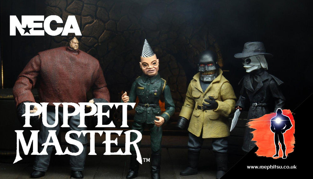 NECA Puppet Master figures of Torch, Blade, Pinhead and Tunneler