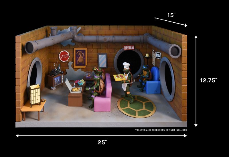 NECA Teenage Mutant Ninja Turtles Sewer Lair Living Room Diorama Playset