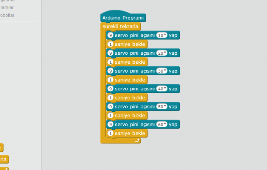 Arduino proje örneği 11 (mBlock ile) - Servo Motor Uygulaması