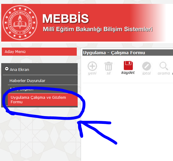 Formların MEBBİS Üzerine Eklenmesi Durumu