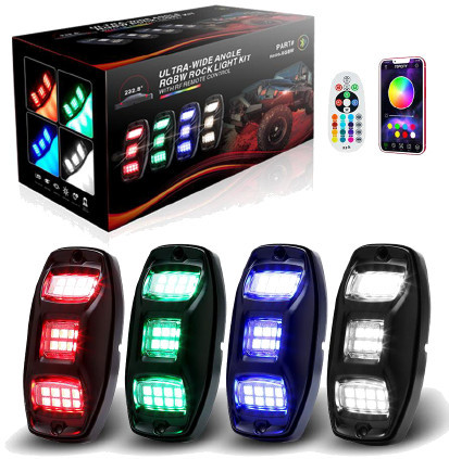 4-Pod RF Remote & Bluetooth App Control RGB Rock Light | africalonghorn
