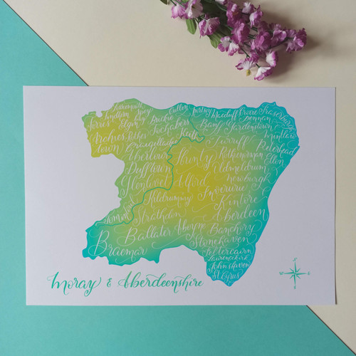 Moray & Aberdeenshire calligraphy map | Crafty Nib