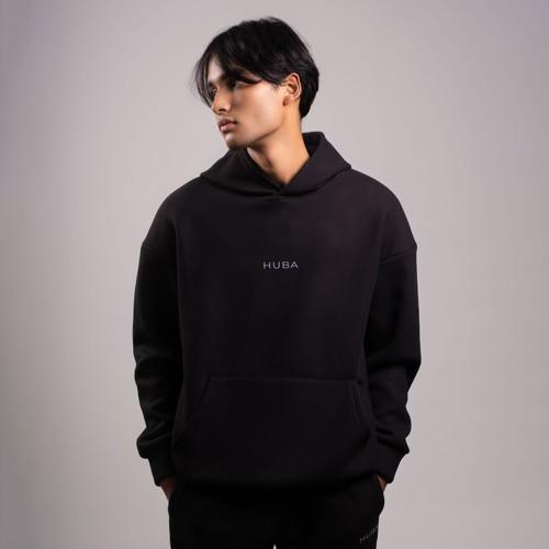 HUBA Waffle Hoodie - Black | HUBA