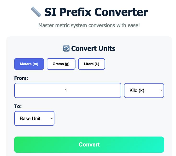 SI Prefixes Metric Conversion