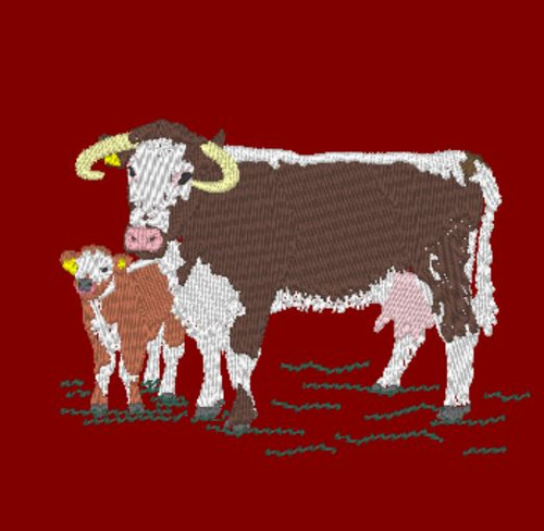 Longhorn Cow and Calf Embroidered Design - Choice of items ...