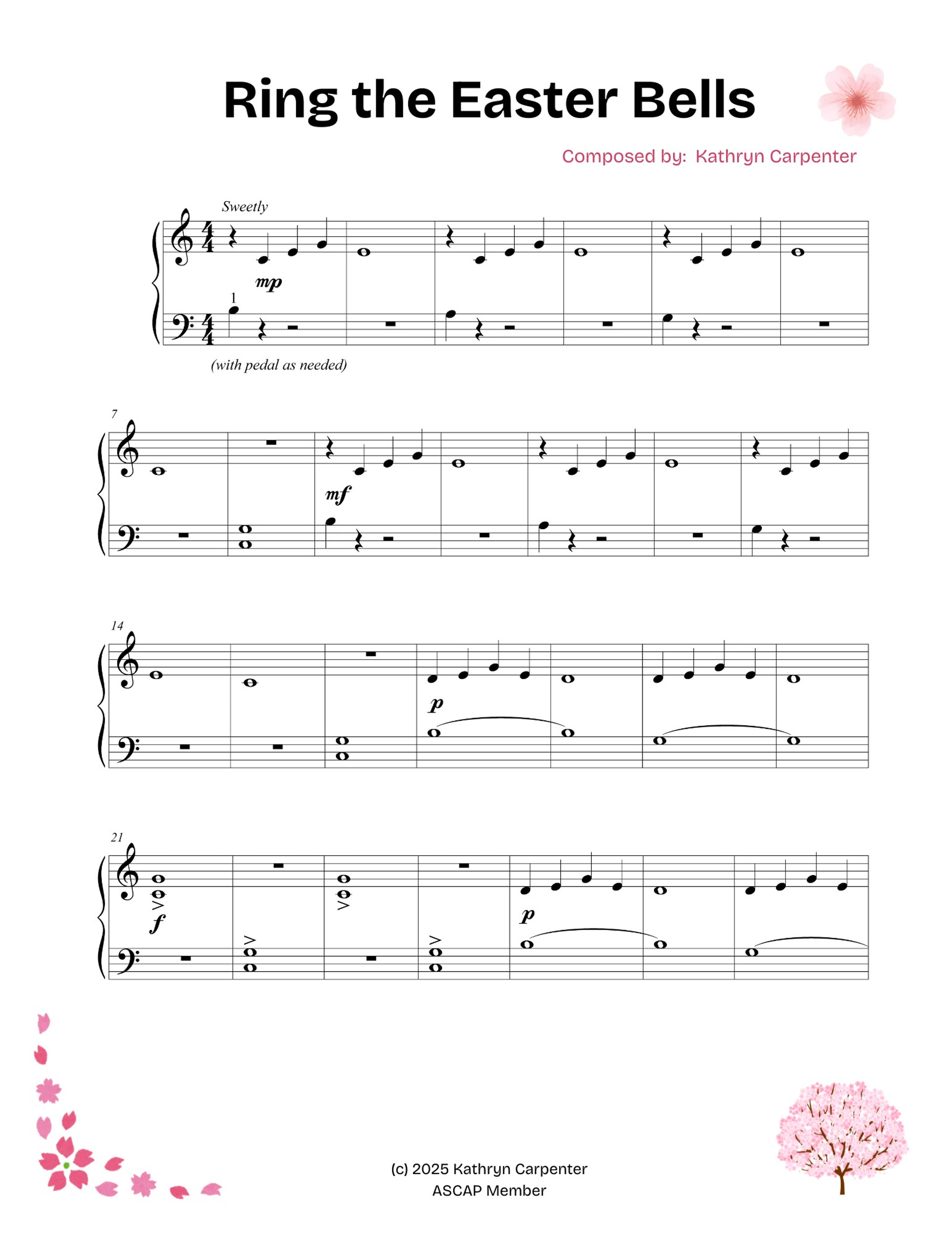 "Ring the Easter Bells" (Easy Piano, FREE Sheet Music, PDF)