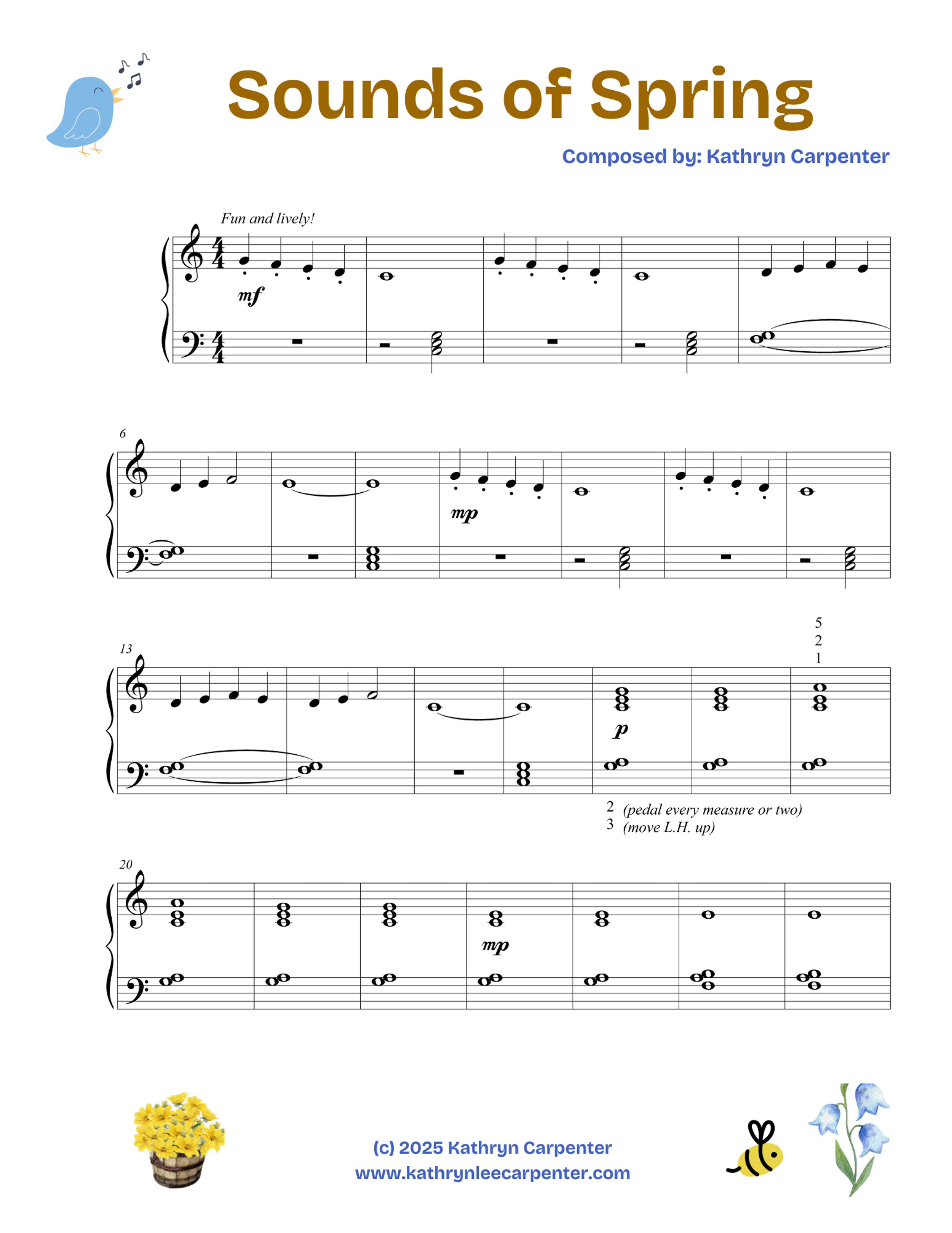 "Sounds of Spring" (Easy Piano, FREE PDF)