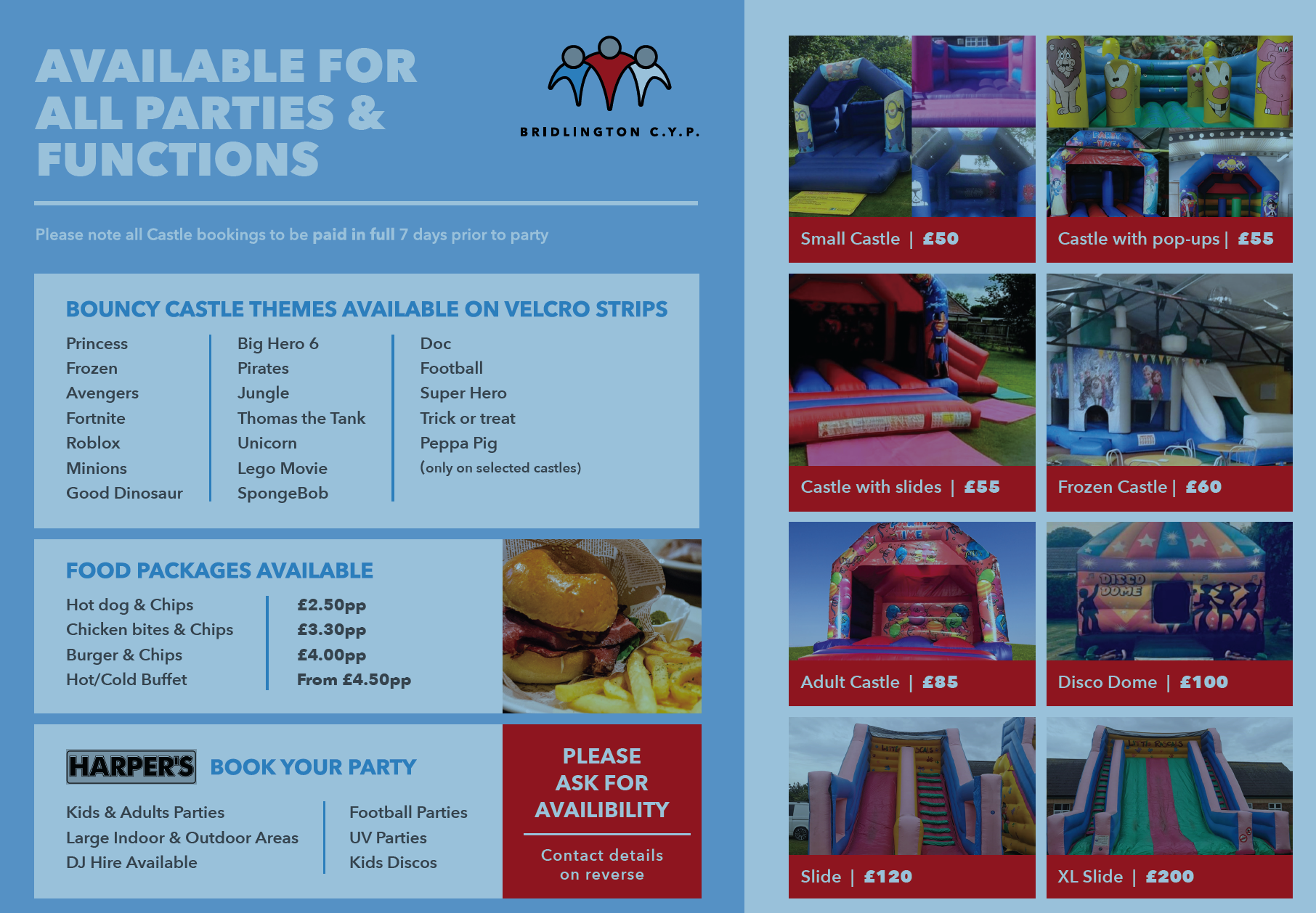 Party Bookings | Bridlington CYP