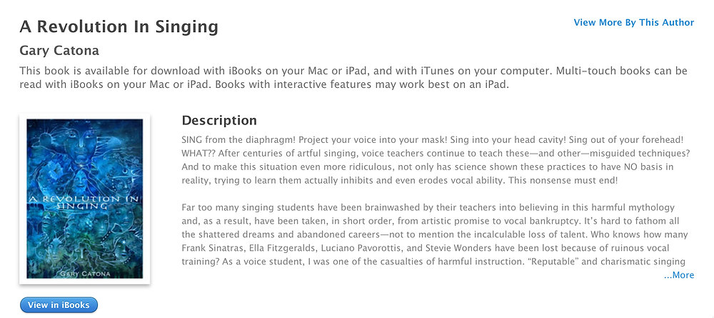 A Revolution in Singing by Gary Catona Available Now On iTunes Books