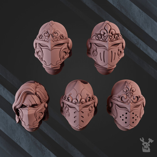 STL: War Sisters Head Bits "Valiant Heart" Set x5 | DakkaDakka.Store
