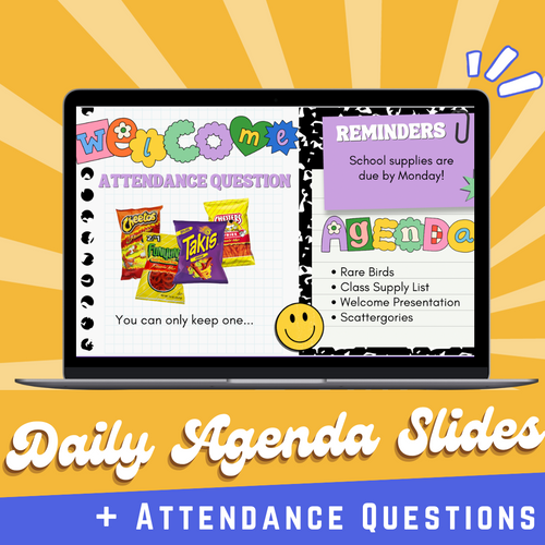 Daily Agenda Slides including 180 Attendance Questions | 100% editable ...
