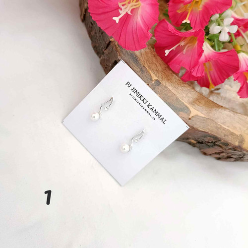 Korean Silver Stud Earring with Pearls | PJ Jimikki Kammal