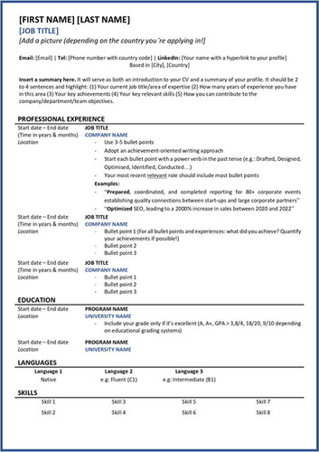 Navy Professional CV Template | Boost