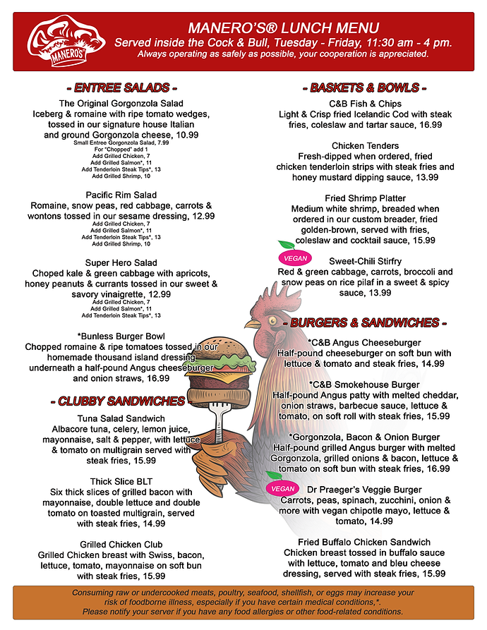 Lunch Menu | Manero's Website