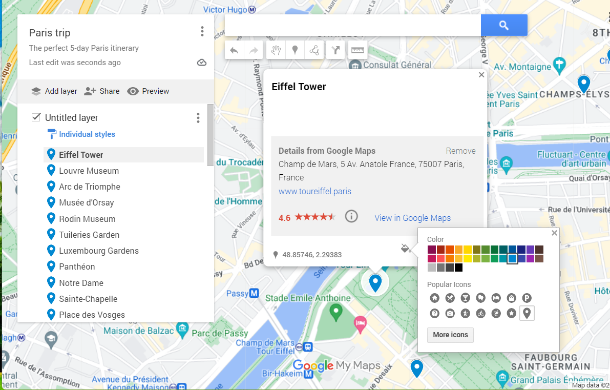 How to plan a Trip Using Google MyMaps
