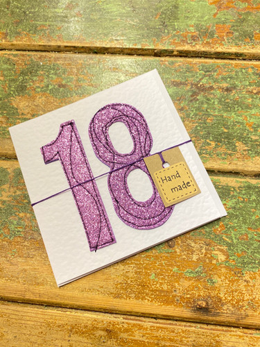 18TH Birthday Purple Glitter Card | Handmade In Huds