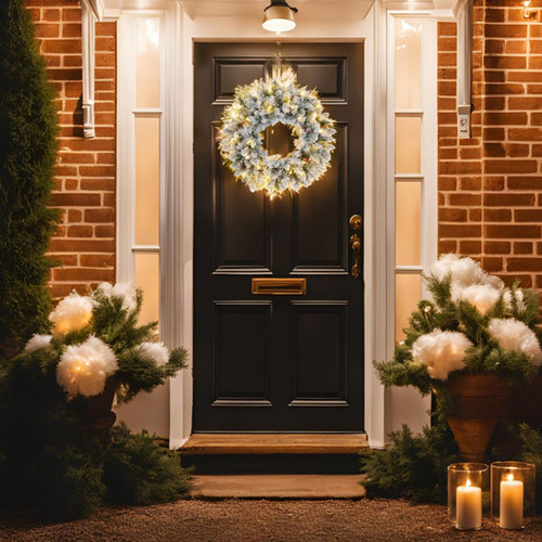 60cm Pre-Lit Winter Wreath - Winter Door Wreath with Lights | SOLAR ...