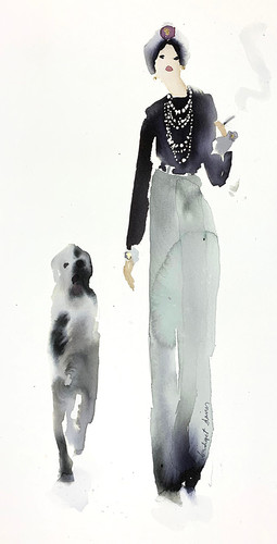 Walking my Dog in Vintage Chanel | Bridget Davies Art