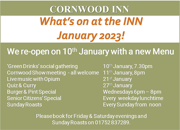 Dartmoor Village Pub | Cornwood Inn | What's On