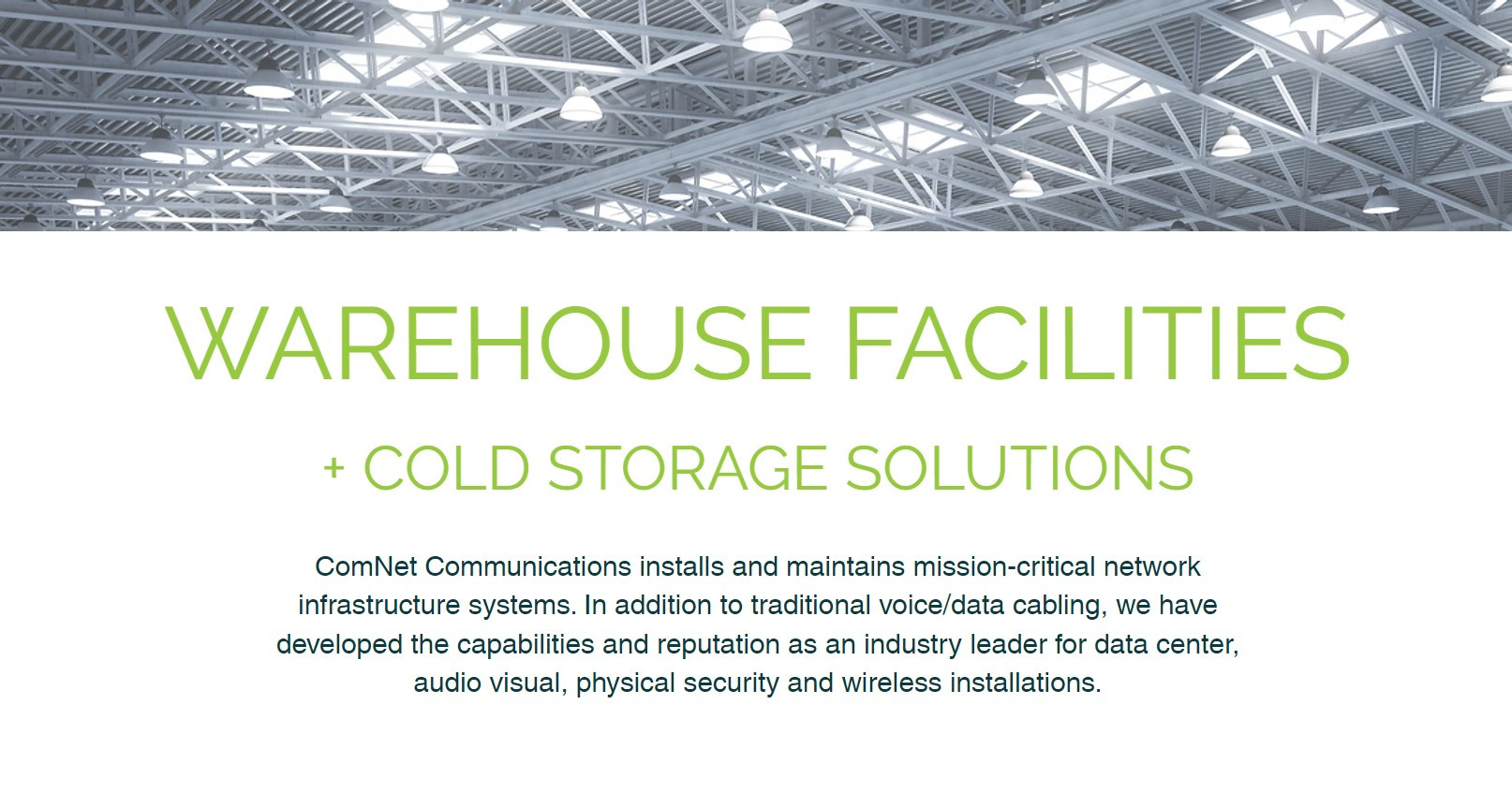 ComNet Communications | Warehouse Facilities + Cold Storage Solutions