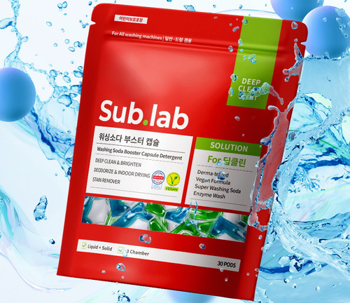 น้ำยาซักผ้าแคปซูล Sublab Washing Soda Booster 1 ถุง 30 ชิ้น ×2 ถุง ...