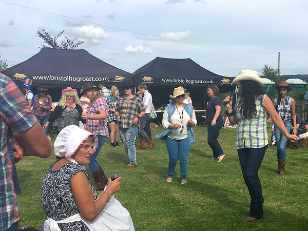 line dance parties and demonstrations