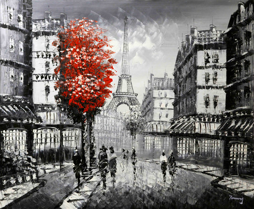 Paris - Eiffel Tower Red Tree | camdenoilpaintings