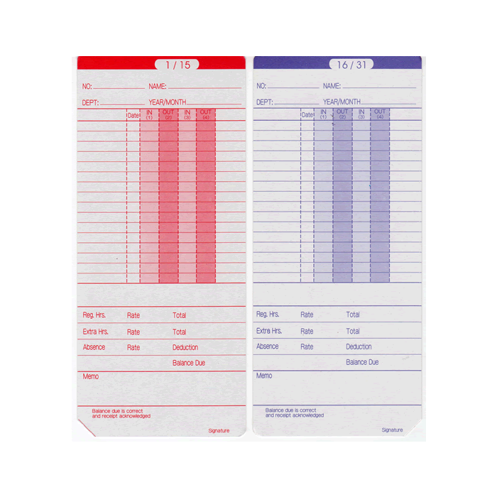 UT-120/UT2000™ MONTHLY CLOCK CARDS | South Wales Time