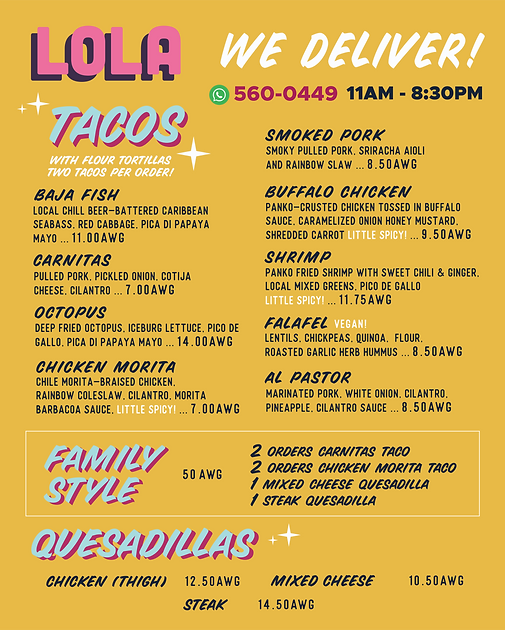 DELIVERY MENU | Mysite