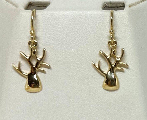 18ct Gold Shepherd Hook Boab Tree Earrings | C2 Jewellery Broome