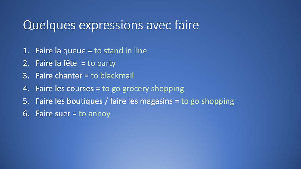 Le verbe faire : conjugaison et quelques expressions
