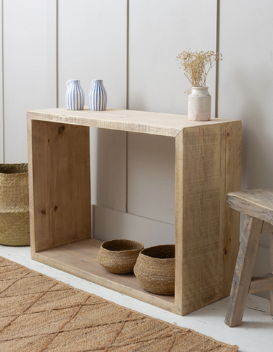 Cube Console Table | Reclaimed Wood Hallway Side Table | Modern Storage ...