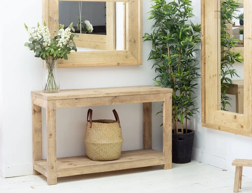 Rustic Solid Wood Console Table | Handmade Farmhouse Entryway FurnitureRustic Solid Wood Console ...