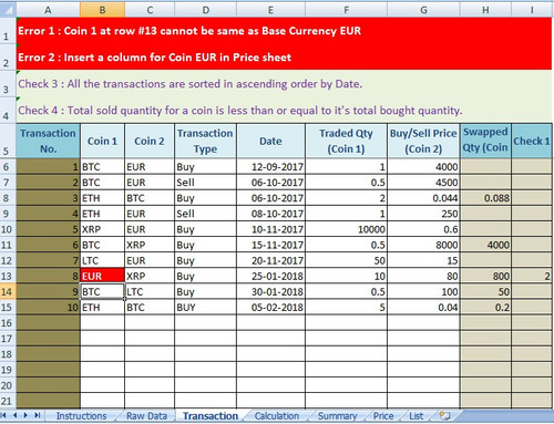 Cryptocurrency Multi Coins Trading FIFO Gains Calculator with Yearly ...