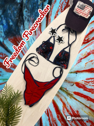 Freedom Firecracker Blue Trim Scrunch Bottom | Surfergirl11
