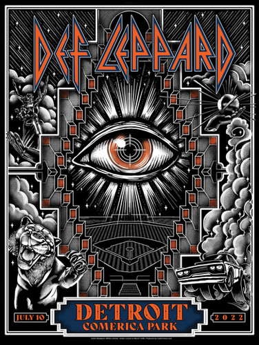 DEF LEPPARD, Detroit 2022 tour poster | Buhler Design Co.
