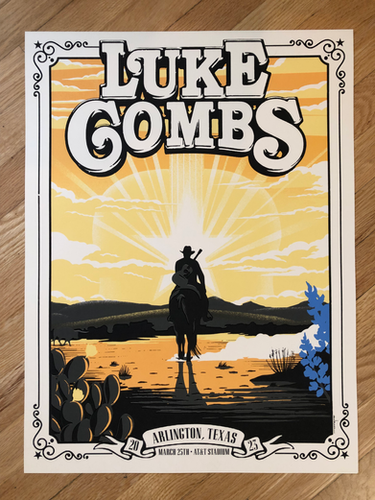 LUKE COMBS, ARLINGTON TEXAS, 2023 TOUR POSTER | Buhler Design Co.