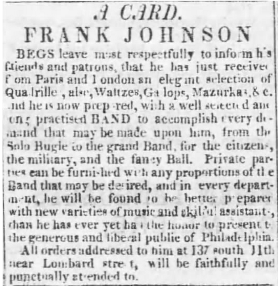 A Fresh Look at Francis Johnson, Philadelphia's Musical Magnet