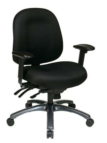 Multi-Function Mid Back Chair with Seat Slider and Titanium Finish Base ...