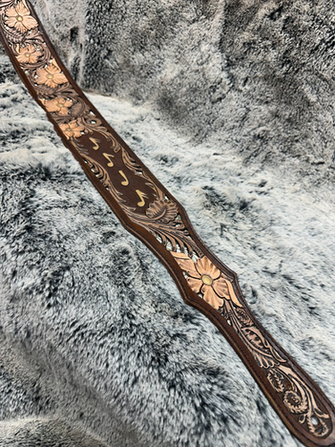 Western Floral Music Notes Filigree Guitar Strap | Godbe Leather