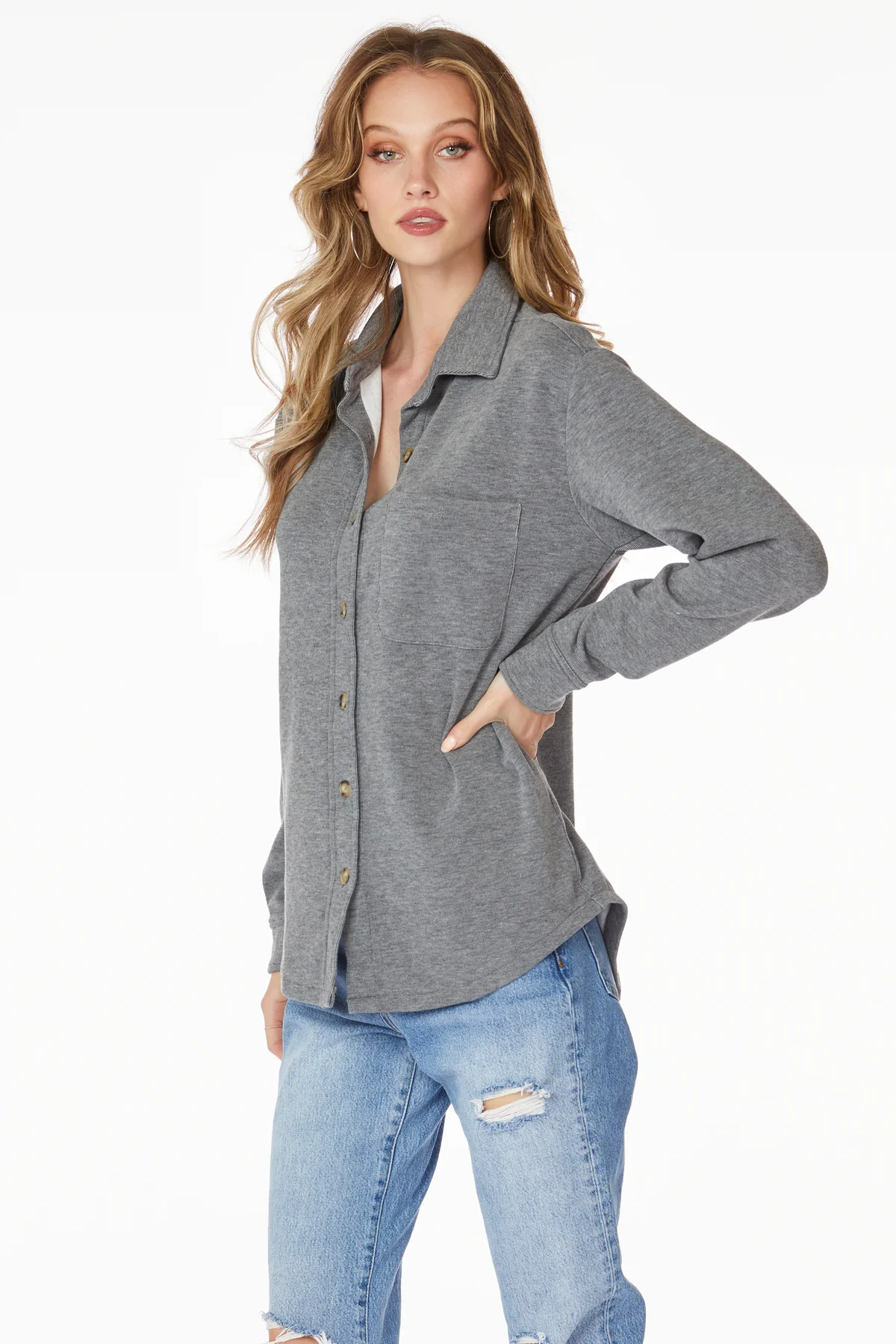 Cozy Button Front Shacket | veridisclothier