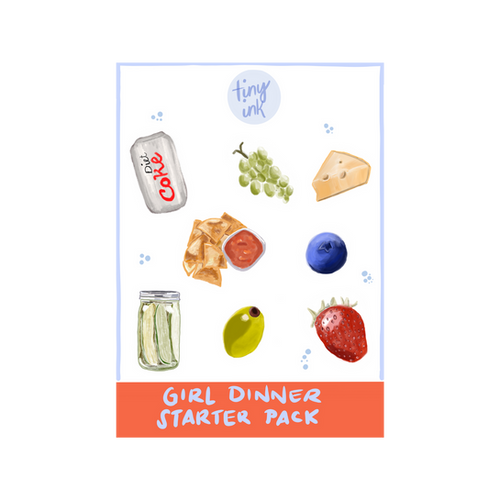 Girl Dinner Starter Pack Sticker Sheet | Tiny Ink Boston