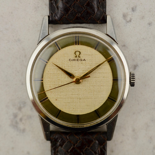 Omega Calatrava, Bronzed Linen dial, ref. 14714-3, in steel | Mister ...