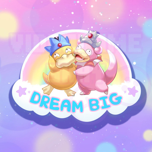Dream Big Psyduck and Slowpoke Derpy Bois 3" Vinyl Sticker | VideoGame Shay
