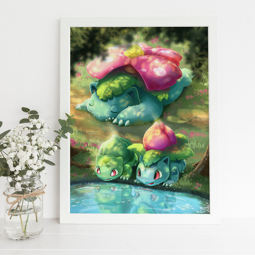 Bulbasaur, Ivysaur and Venusaur Poster | Pokemon Wall Art | VideoGame Shay