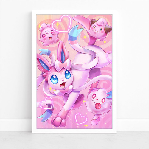 Sylveon and Fairy Friends Pokemon Wall Art | VideoGame Shay