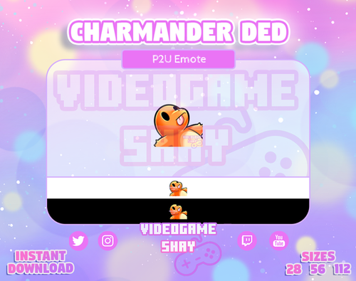 Charmander Ded Pokemon Emote for Twitch and Discord | VideoGame Shay